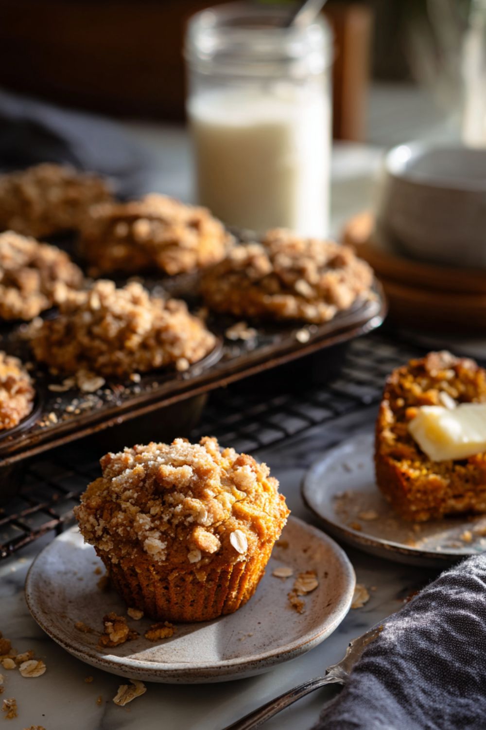 Pumpkin Muffins with Oats and Chocolate Streusel Recipe - Marry Kitchen